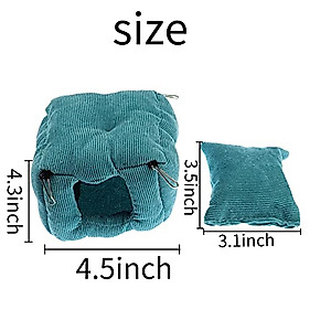 Toysructin 2 Pack Hamster Cave Sleeping Bed, Warm Small Animal Pets Hideout Hanging Nest Hammock with Soft Mat, Cozy Hamster Habitat Mini House Cage Accessories for Small Animals Squirrel Ferret Mouse