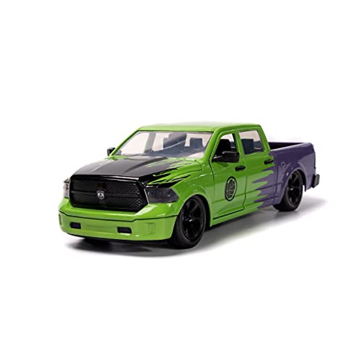 Marvel 1:24 Dodge Ram 1500 Die-Cast Car & 2.75" Incredible Hulk Figure, Toys for Kids and Adults