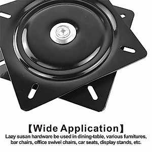 2Pack 8 Inch Lazy Susans Turntable Bearings Swivel Zinc Plate, Black Square Lazy Susan Hardware, Heavy Duty Lazy Susan Replacement Parts, 500LB Capacity Load(Black) (2Pack 8 Inch)