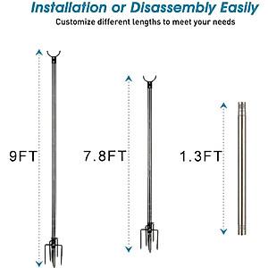 Harrms String Light Poles for Outdoors,10FT Stainless Steel Strong Wind Resistant, LED Solar Hanging String Lights Used for Patio, Courtyard, Garden, Wedding Cafe Party Light Pole Hanger