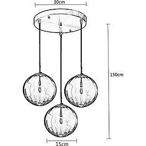 SCTOU Mid Century Modern Ceiling Light Blown Amber Industrial Retro Light Farmhouse Chandelier 3 Lights Gold Glass Globe Pendant Light for Dining Room Kitchen Island Bedroom Bar