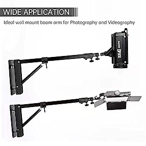 AISIMEE Wall Mounting Triangle Boom Arm for Photography Strobe Light, Monolight, Softbox, Umbrella, Reflector and Ring Light, Support 180 Degree Rotation, Max Length 4 Feet/125cm (Black)