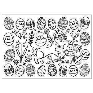 Iconikal Color-Your-Own 2-Sided Reversible Disposable Paper Place Mats, 14 x 10-inches, Easter, 22-Count