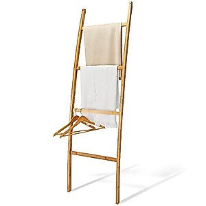 Cupike Bamboo Towel Ladder for Bathroom - Blanket Ladder Farmhouse for Living Room - Decorative Ladder - 6ft