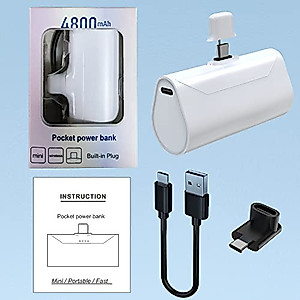 NiUB5 Portable Power Bank - 4800mAh Mini Portable Charger, USB-C Small Battery Pack Charger Compatible with Samsung Galaxy Android Phones