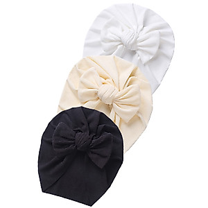 SEAUR Baby Hat Beanie Newborn Hospital Hats Girl Hat with Bow Baby Turban Hats Knot Infant Hat Cotton Soft Cute Beanies Caps Toddler Headwrap C5