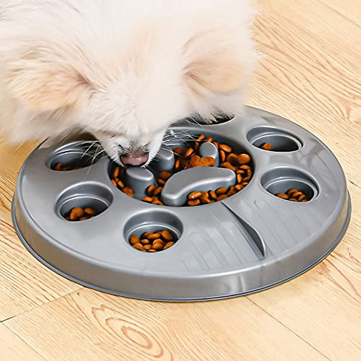 FUUIE Bowls for Food and Water Household Plastic Pet Bowl, Suitable for Cats and Dogs, Slow Food Design, Smooth and Burr-Free (Color : Blue)