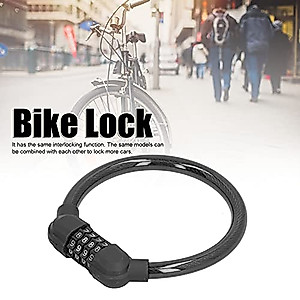 Bike Cable Lock, Anti Theft Lock Premium Material with 4 Digit Passwords Technology for Bike Motorcycle Door Gate Outdoor(Black)