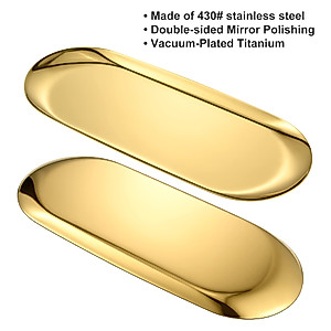 2 Pack Gold Oval Vanity Tray, Stainless Steel Jewelry Tray, Bathroom Tray, Makeup Cosmetic Trays,Towel Napkin Tray,Storage Organizer, 9 x 3.8 inches (LxW),Medium