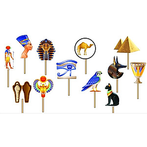 12 Egypt Pyramids Toga Party Cupcake Toppers Food Picks