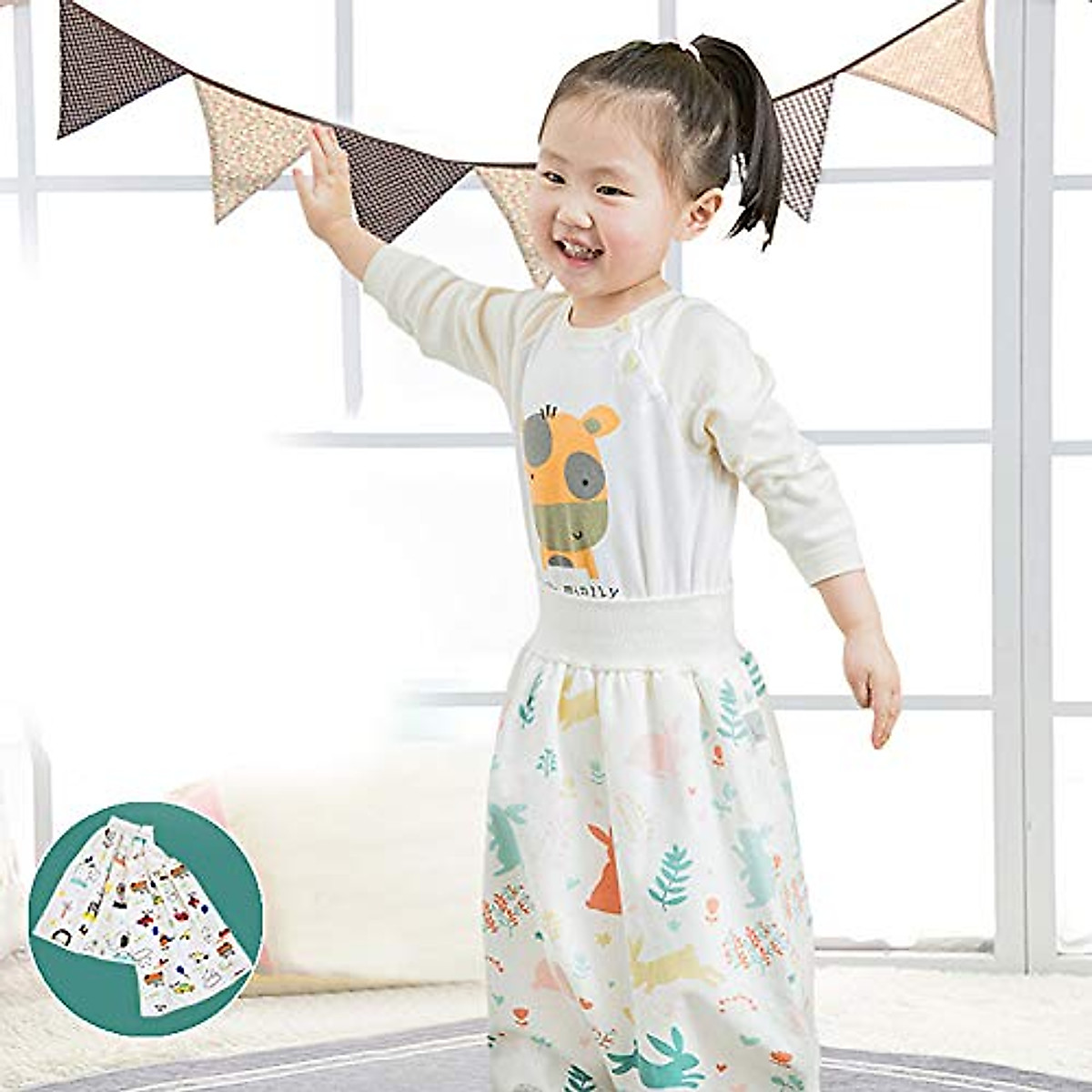 Magik Waterproof Cotton Training Pants Cloth Diaper Skirts Baby Toddler Night Time Sleeping Potty Training (Butterfly&Cats, M for 0-4T)