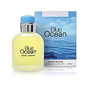 Blue Ocean Pour Homme- Eau De Toilette Spray Perfume, Fragrance For Men- Daywear, Casual Daily Cologne Set with Deluxe Suede Pouch- 3.4 Oz Bottle- Ideal EDT Beauty Gift for Birthday, Anniversary