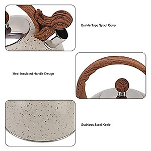 Stovetop Kettle, Whistling Kettle 2.5L Capacity Stainless Steel Stovetop Teapot for Water Boiling (Beige)