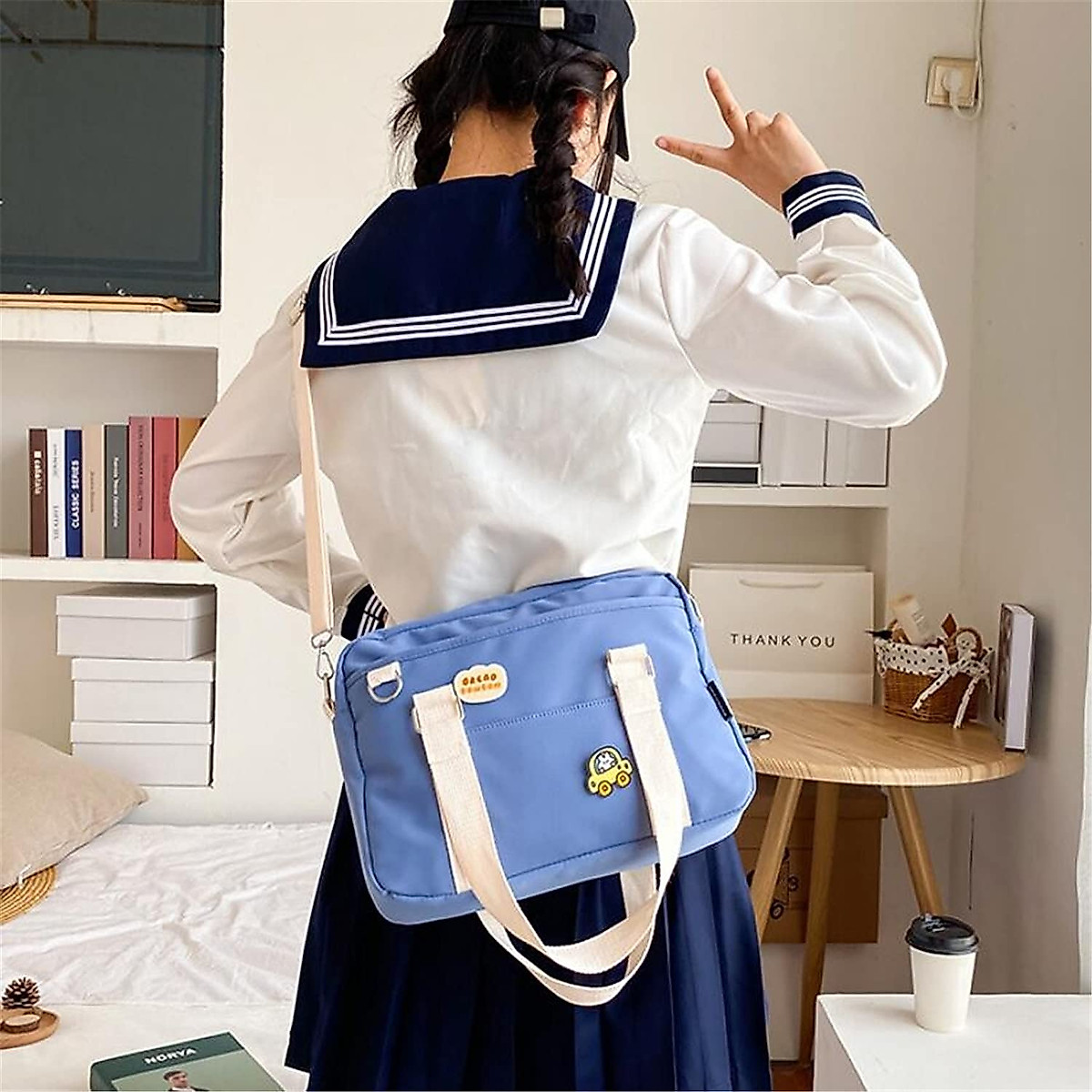 Small Japanese JK Uniform Shoulder Bag Handbag Girl Cosplay Bag (Blue)