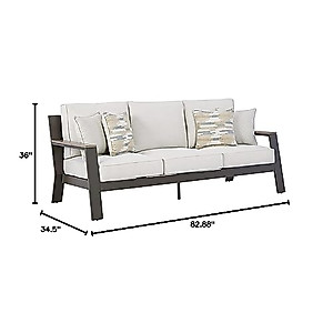 Signature Design by Ashley Outdoor Tropicava Patio HDPE Sofa with Cushion, Taupe