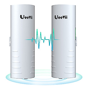 Wireless Bridge, UeeVii CPE452 Point to Point 5.8G Long Range Outdoor WiFi CPE with 14DBi High-Gain Antenna,24V PoE Adapter,2 LAN Port, Work with Starlik, Extend Network to Shop, Barn, Garage, 2Pcs