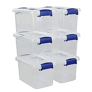 Ponpong 5.5 Quart Plastic Storage Boxes Bins Containers with Lids and Handles, 6 Packs
