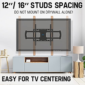 Mounting Dream TV Mount for Most 42-75 inch Flat Screen TVs Up to 100 lbs, Full Motion TV Wall Mount with Swivel Articulating 6 Arms, TV Wall Mounts Fit 12'', 16” Wood Studs, Max VESA 600x400mm