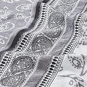 Modern Threads 6 Piece Set, 2 Bath Towels, 2 Hand Towels, 2 Washcloths Yarn Dyed Jacquard/Solid Towel Set Ophelia Stone