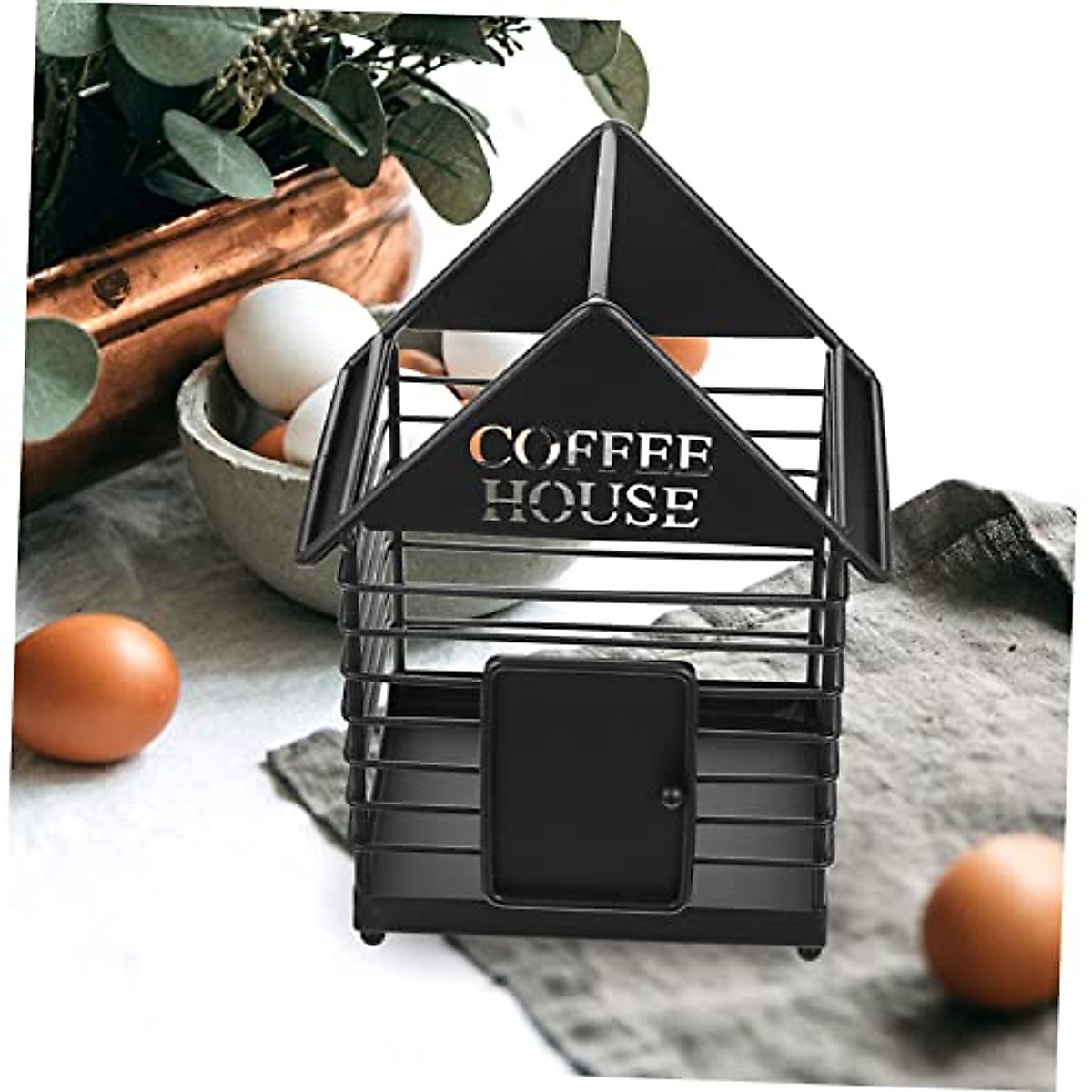 Cabilock Holder Syrup Coffee Desktop Arrangement Stand Tea Bag Box Coffee Condiment Organizer Iron Black Bread Supplies Office Sugar Bags Holder