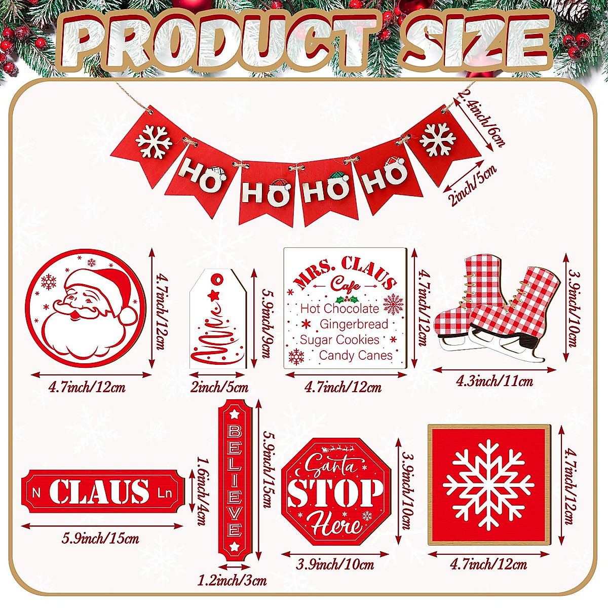 Umigy 14 Pcs Christmas Tiered Tray Decor Set Christmas Wooden Sign Decor Xmas Rustic Santa Claus Snowflake Spice Blocks Winter Table Sign for Christmas Xmas Home Kitchen Holiday
