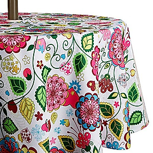EHouseHome Outdoor and Indoor 60inch Round Tablecloth with Umbrella Hole and Zipper, Waterproof Zippered Patio Table Cloths, Spring/Summer Table Covers for Backyard Circular Table/BBQs/Picnic