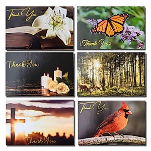 Asiren Greetings Sympathy Thank You Cards - Funeral Thank You Cards - 12 Beautiful Designs with Gold Foil, Message Inside, and Envelopes