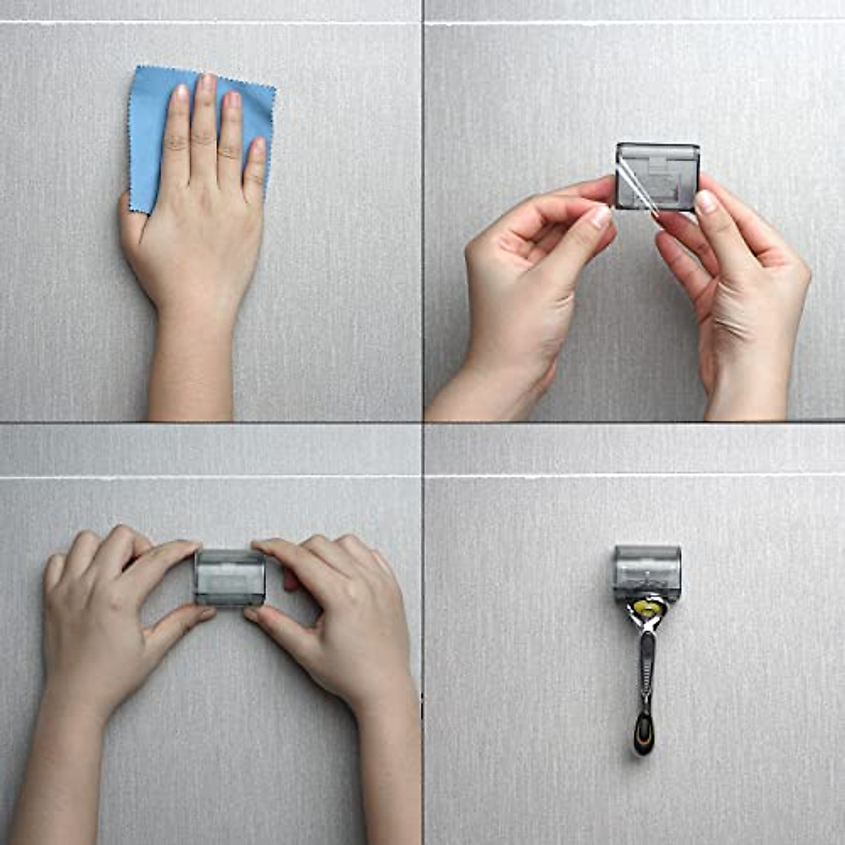 2 Pcs Plastic Razor Holders with Cover for Shower Wall, Self Adhesive Waterproof Razor Rack for Bathroom, Compatible with Fusion 5 Proglide, Mach 3 Classic(Grey)