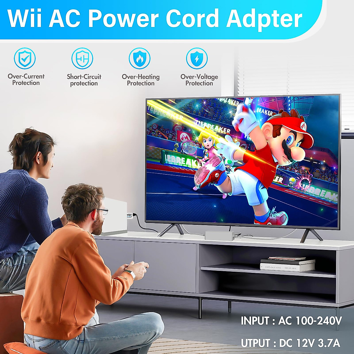 PORTHOLIC 4 in 1 Wii Replacement Cables Set, Wii AC Power Adapter + Wii to hdmi Converter+ Wired Motion Sensor Bar and Composite Audio Video Cable for Nintendo Wii