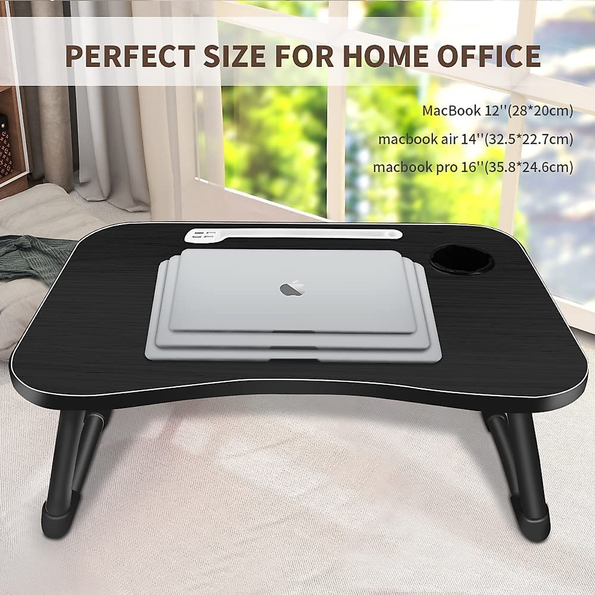 Laptop Bed Desk,Portable Foldable Laptop Lap Desk Tray Table with USB Charge Port/Cup Holder/Storage Drawer,for Bed/Couch/Sofa Working, Reading