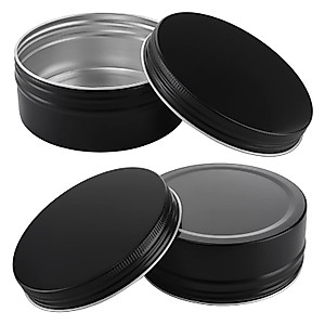 Foraineam 24 Pack 8 oz / 240ml Round Aluminum Tin Cans with Screw Top Lids - Large Metal Empty Tea Storage Case Jars - Spice Salve Hair Wax Cosmetic Cream Containers, Black