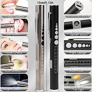 FWUNYVN 16 Pcs Stethoscope Case Kits, Stethoscope Case with Supplies Include 2 Pcs Rechargeable LED Pen Lights, Nurse Scissors, Nurse Pens, Bandage Wraps, Nurse Accessories, Perfect Nurse Gifts(Black)