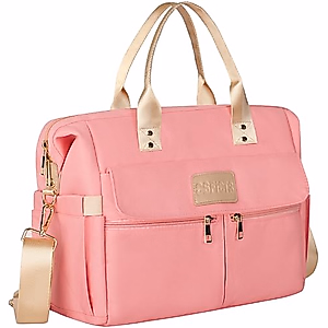 CSFICTS Lunch Bag for Women, Extra Large Insulated Lunch Box, Wide-Open Lunch Tote Cooler Bag With Side Pockets and Removable Shoulder Strap, Lunchbag For Work Picnic Hiking Beach, Pink