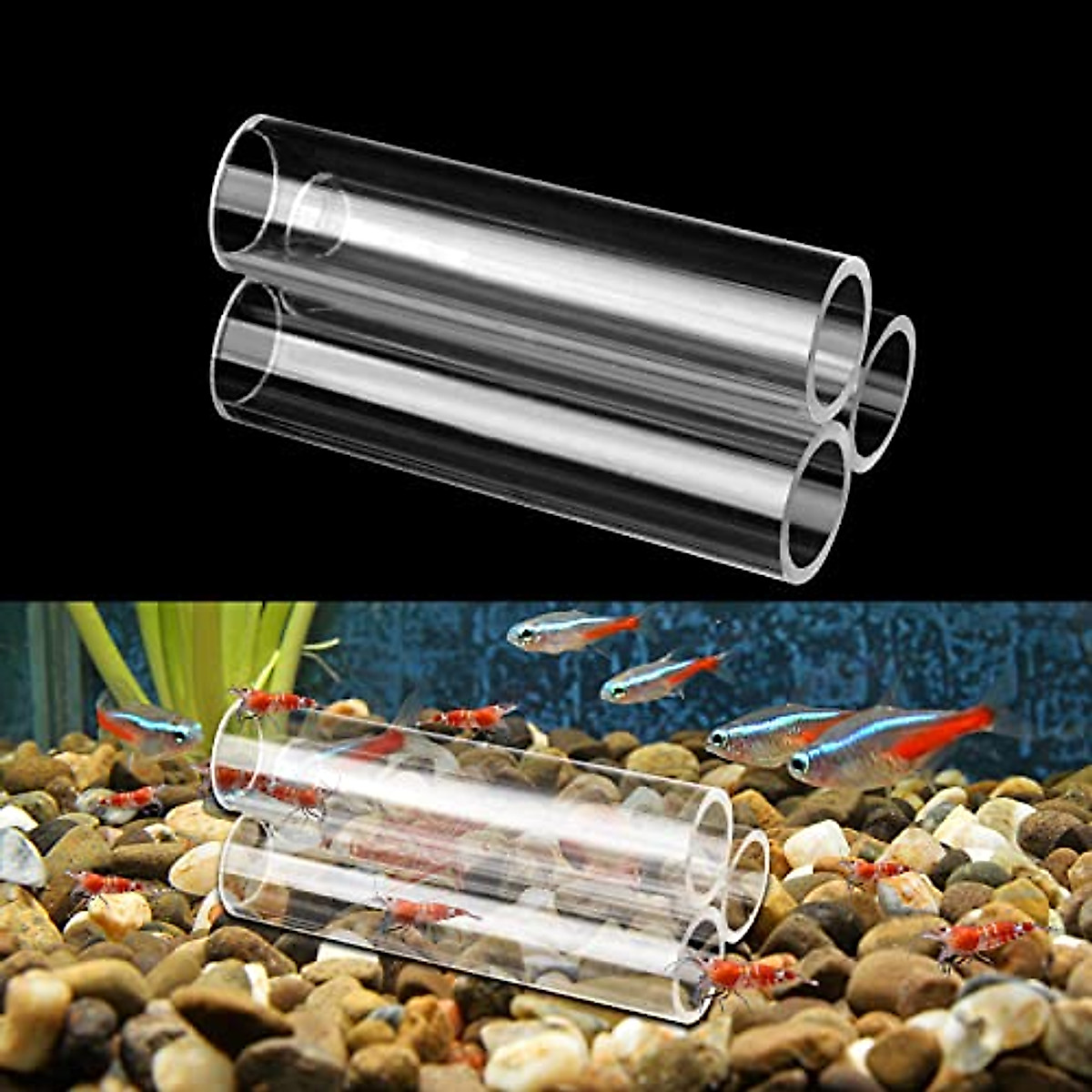 WEAVERBIRD 3-Tube Fish Shrimp Feeder Breeding Tube, Aquarium Fish Tank Pipe Shelter Acrylic Transparent Tube Fish Tank Shelter Decorations
