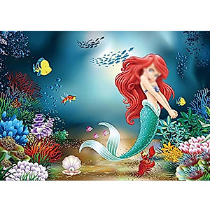 TXUE Mermaid Backdrop Under The Sea Little Mermaid Photography Background Mermaid Princess Girls Birthday Party Cake Table Decorations Supplies cy208 Background 7x5FT
