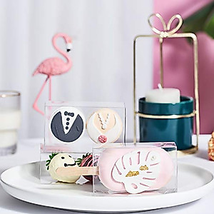 JCXPACK 50PCS 3.7 x 2.2 x 1.5 inches Professional Cakesicle Boxes, Clear Gift Plastic Boxes, Ice Cream Shaped Boxes for Baby Shower, Holiday and Kids Birthday Party Favors