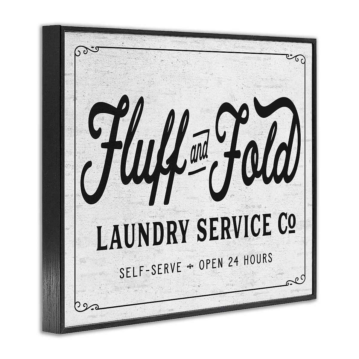 Stupell Industries Fluff and Fold Laundry Room Vintage Country Sign, Designed by Lettered and Lined Wall Art, 16 x 20, Black Framed