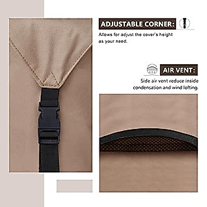 ULTCOVER Rectangular Patio Heavy Duty Table Cover - 600D Tough Canvas Waterproof Outdoor Dining Table and Chairs General Purpose Furniture Cover Size 136L x 74W x 28H inch