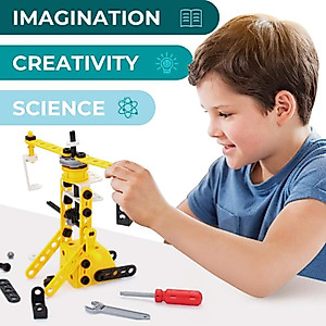 STEM Toys Kids Building Toys – 100 Piece 8-in-1 DIY Learning Construction Toy Set, Educational Kids Building Toys for Boys and Girls Mechanical Engineering Gifts Sets for Ages 5 6 7 8 9 + Years Old