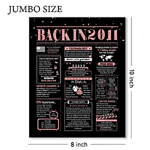 BGTCARDS 13th Birthday Card, 13th Birthday Decorations for Girls, 13th Birthday Gifts for Daughter, Jumbo Birthday Cards for 13 Year Old Granddaughter, Funny Back in 2011 Birthday Card, Rose Gold