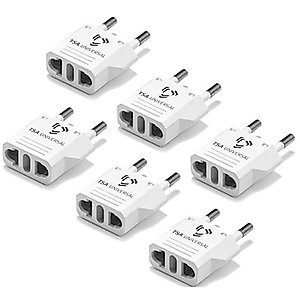 United States to Saint Barthelemy/St Barts Travel Power Adapter to Connect North American Electrical Plugs to Barthelemois outlets for Phones, Tablets, eReaders, and More (6-Pack, White)