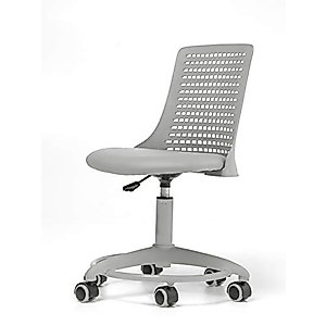 OfficeFactor Kid’s Office Chair- Adjustable Height School Children Desk Chair- Revolving Chair with Wheels- Breathable Back Chair for Kids, Holds up to 175 Lbs – Color Grey