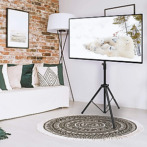 Mount-It! TV Tripod Stands for Flat Screens - Holds 77 Pounds and Carries 43-65 Inch Flat or Curved Screens | TV Floor Stand Adjustable Max Height of 6 Feet | Portable Tv Stands Assembles in Seconds