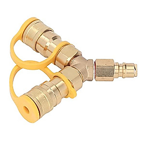 Bediffer Grill Y Connector, Leak Free 1/2 Inch Brass Rubber Two Way Gas Splitter Wear Resistance for Patio Heaters for Patio Fire Pits