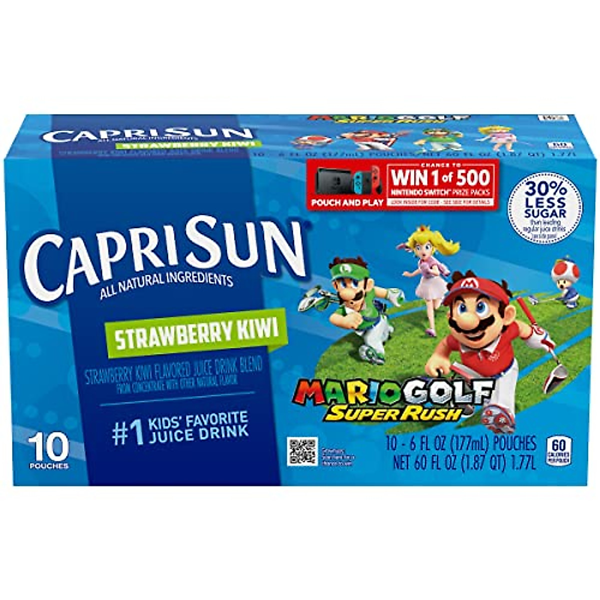 Capri Sun Strawberry Kiwi Naturally Flavored Kids Juice Drink Blend (10 ct Box, 6 fl oz Pouches)