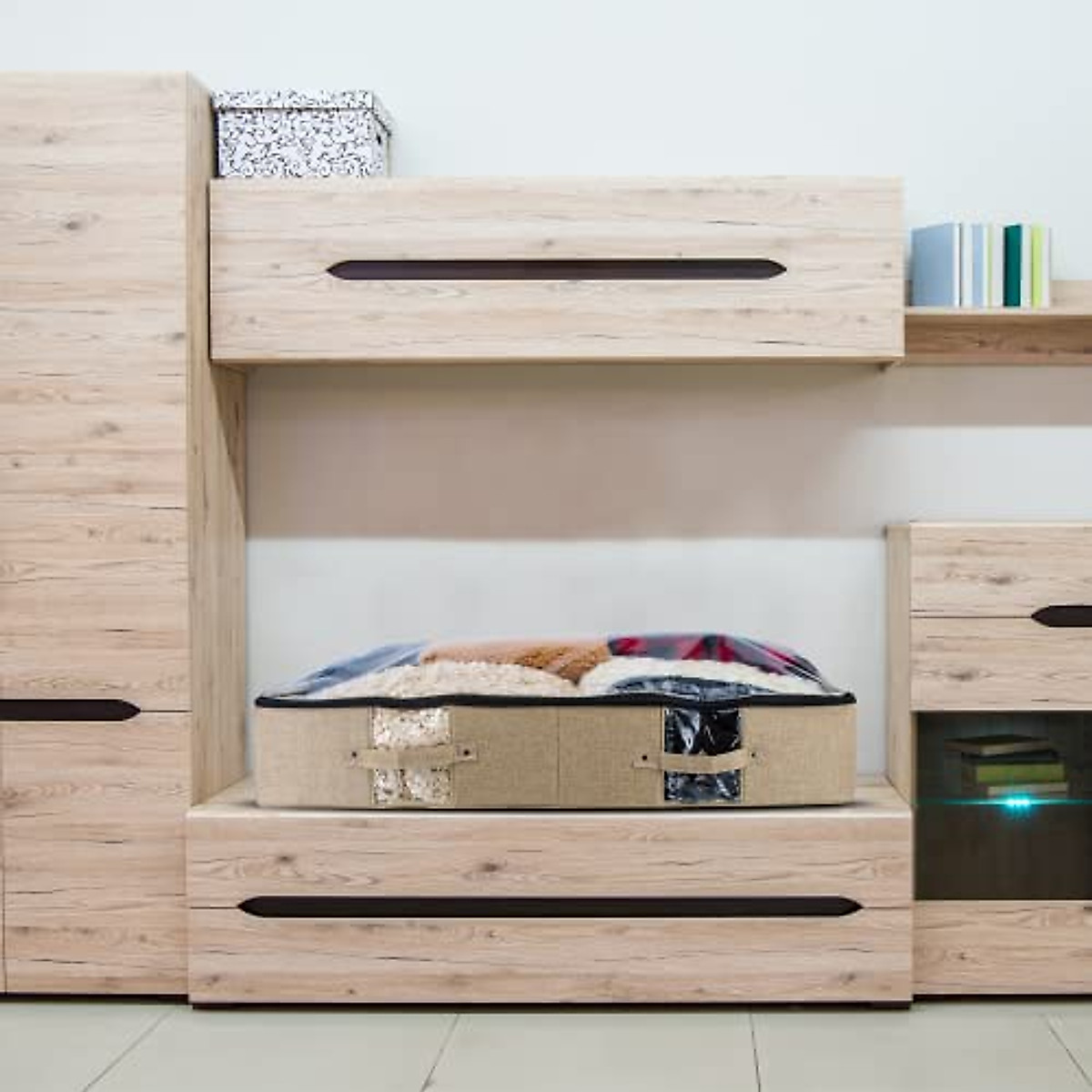 Underbed Storage Container / Closet Organizer/ Storage Bins For Underbed Storage or Bedroom Organization | 4 Handles & 4 Windows | 2 Pack |