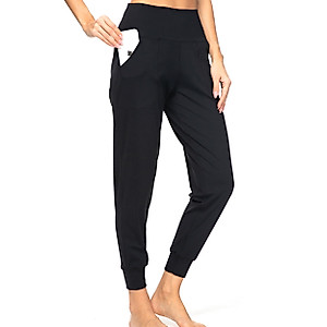 Kcutteyg Womens Joggers with Pockets High Waisted - Soft Lightweight Athletic Workout Pants for Running Gym Fitness Yoga and Casual (Black9, Medium)