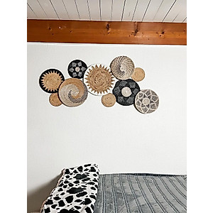 ChumDecor Set of 10 Handcrafted Boho Wall Basket Decor, Wall Hanging Baskets, Decorative Plates for Wall, Handmade from Vietnam Unique Wicker Wall Art Decor