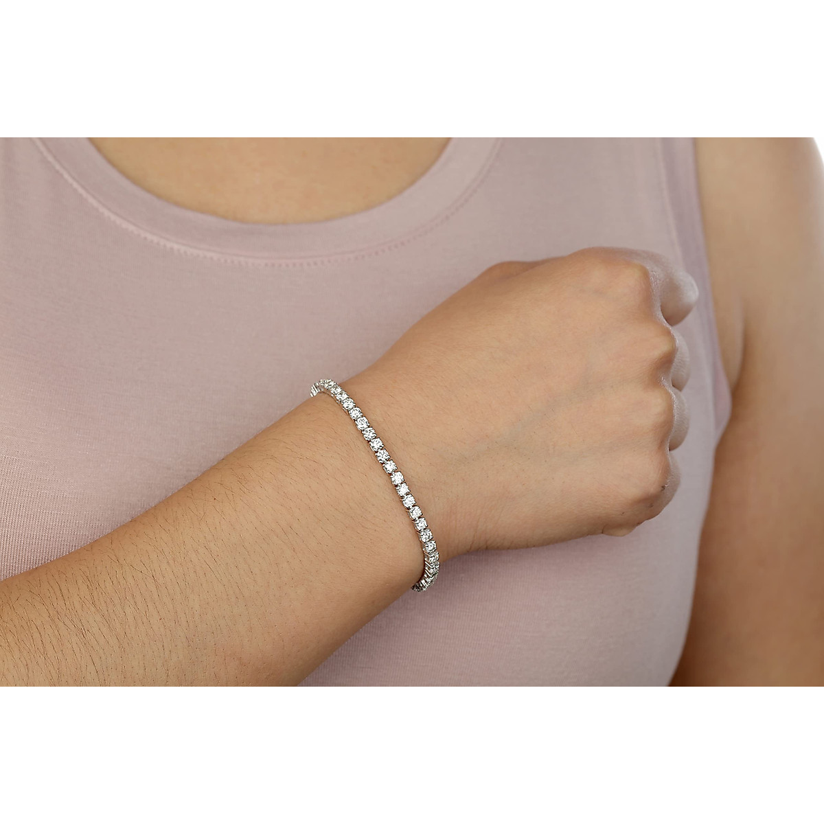 Lavari Jewelers 6 Carat Lab Grown Diamond Tennis Bracelet for Women - 925 Sterling Silver 7.25 Inches Long Bracelet (G-H, VS2-SI1, 6 cttw) Box with Tongue and Safety Clasp