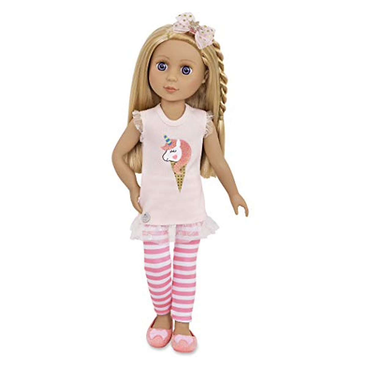 Glitter Girls Lacy 14 Inch Doll Wearing Pink Tunic, Striped Leggings, Hair Bow And Ballet Shoes - Dolls For 3+ Year Old Girls